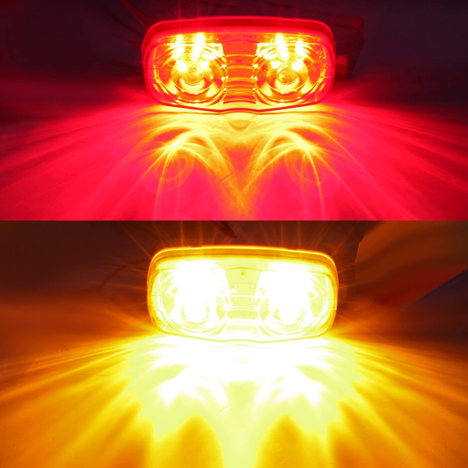 VINAUO Trailer Marker LED Clearance Lights, 14X Double Bullseye 7 Red & 7Amber 12 LED Side Marker Light Indicator 4x2 Inch Tiger Eye Surface Mount Taillights for Vehicles Truck RV Camper