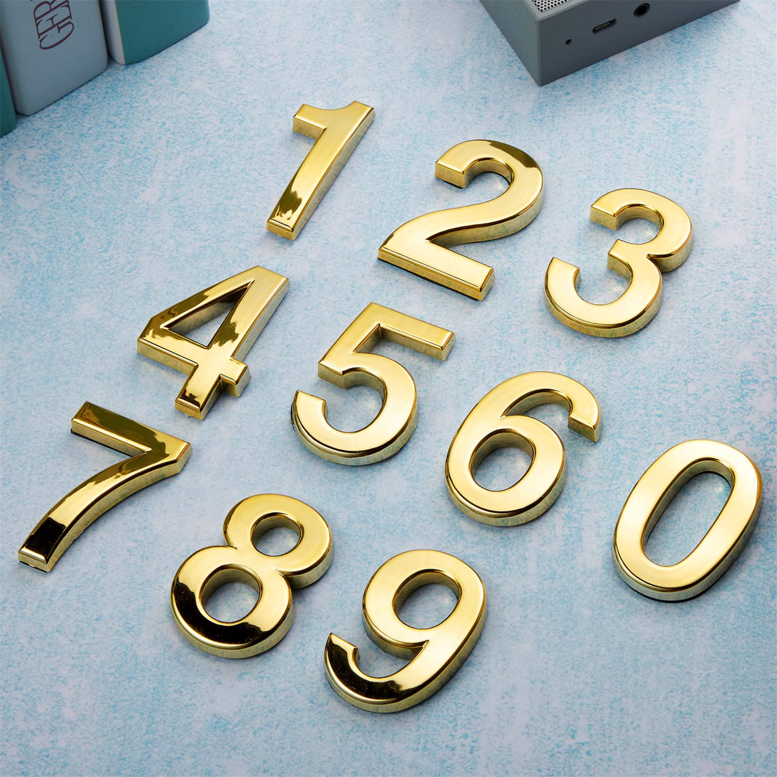 20 Pieces Mailbox Numbers for House Outside 0-9 Door Room Signs Self Adhesive Address Number Sticker for Office Wall Apartment Decorative(2 Inch,Gold)
