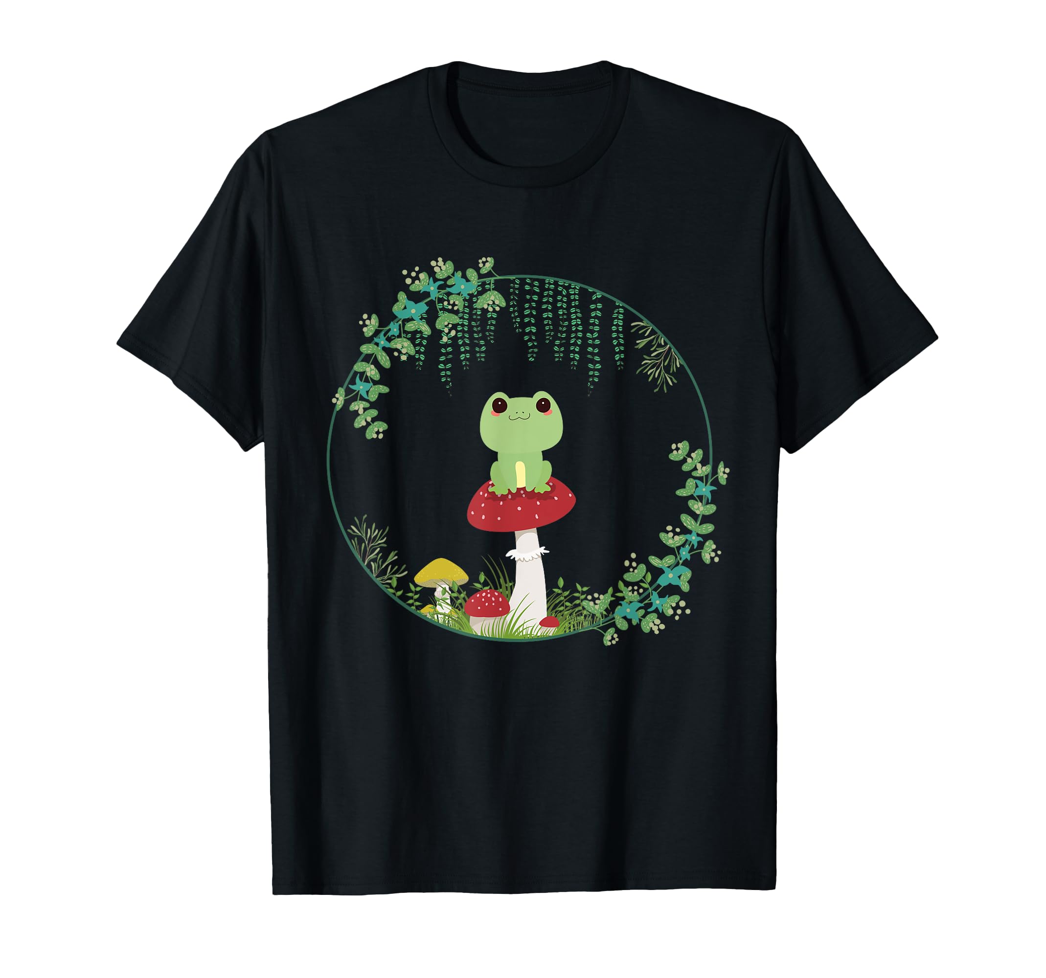 Cottagecore Aesthetic Kawaii Frog Goblincore Cute Mushroom T-Shirt