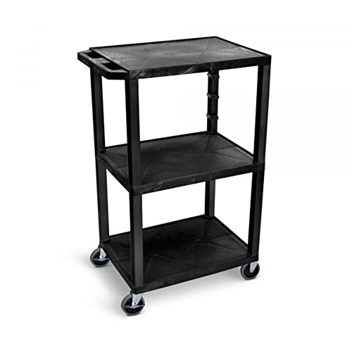 Luxor/H.Wilson 3 Shelf Tuffy Cart, Black (WT42),24"W x 18"D x 42.5"H