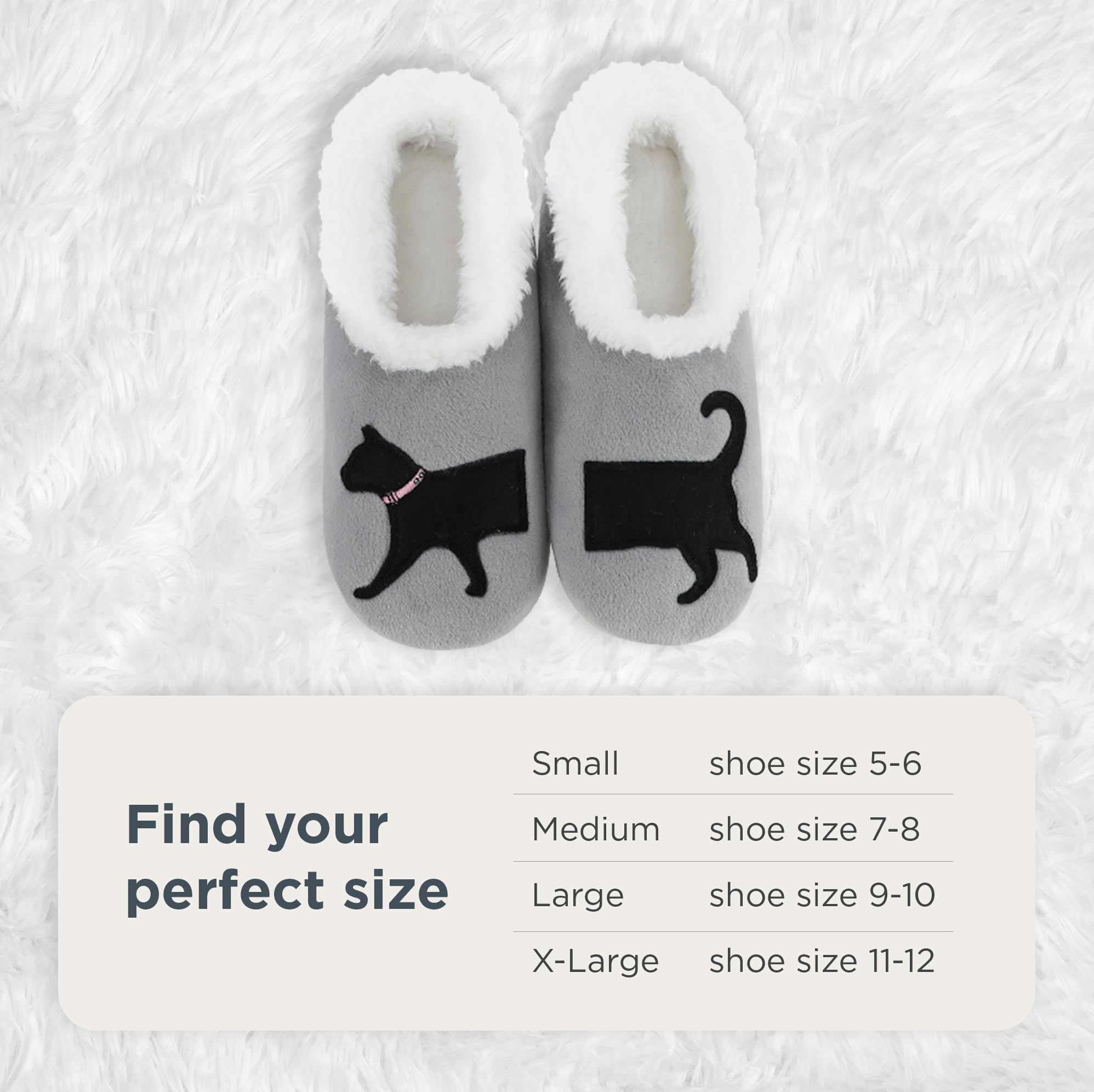 Snoozies Pairable Slipper Socks - Funny House Slippers for Women, Non-Slip Fuzzy Slipper Socks - Black Cat - Medium