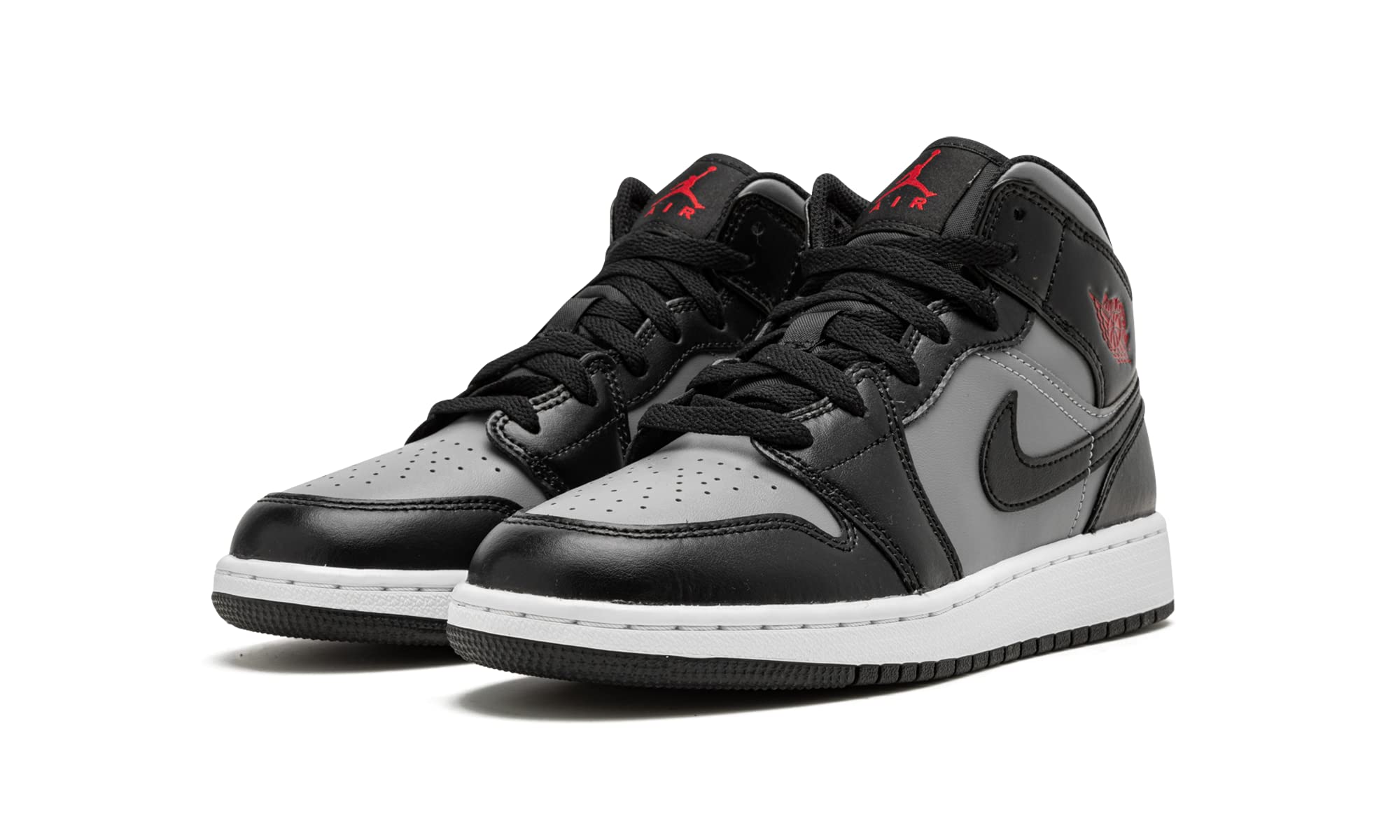 Nike Jordan Youth Air Jordan 1 Mid (GS) 554725 096 - Size 4.5Y, Black, Gym Redparticle Grey, 4.5 Big Kid