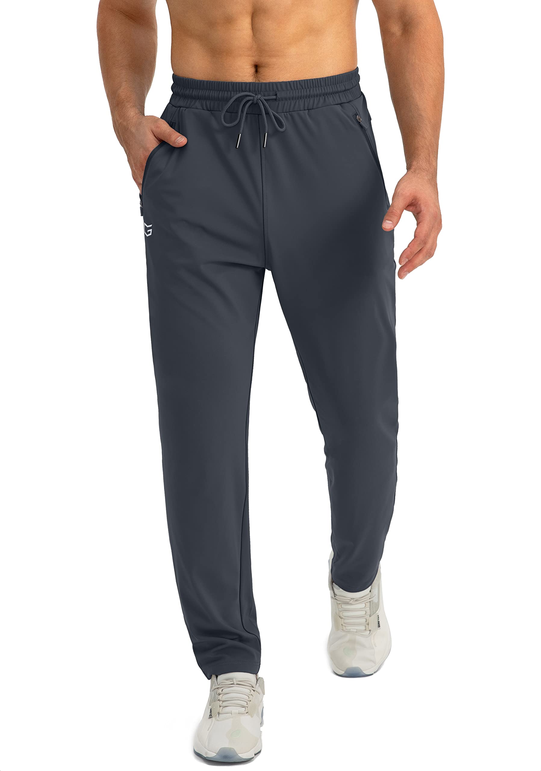 G Gradual Men's Sweatpants with Zipper Pockets Tapered Joggers for Men Athletic Pants for Workout, Jogging, Running (Grey, XX-Large)