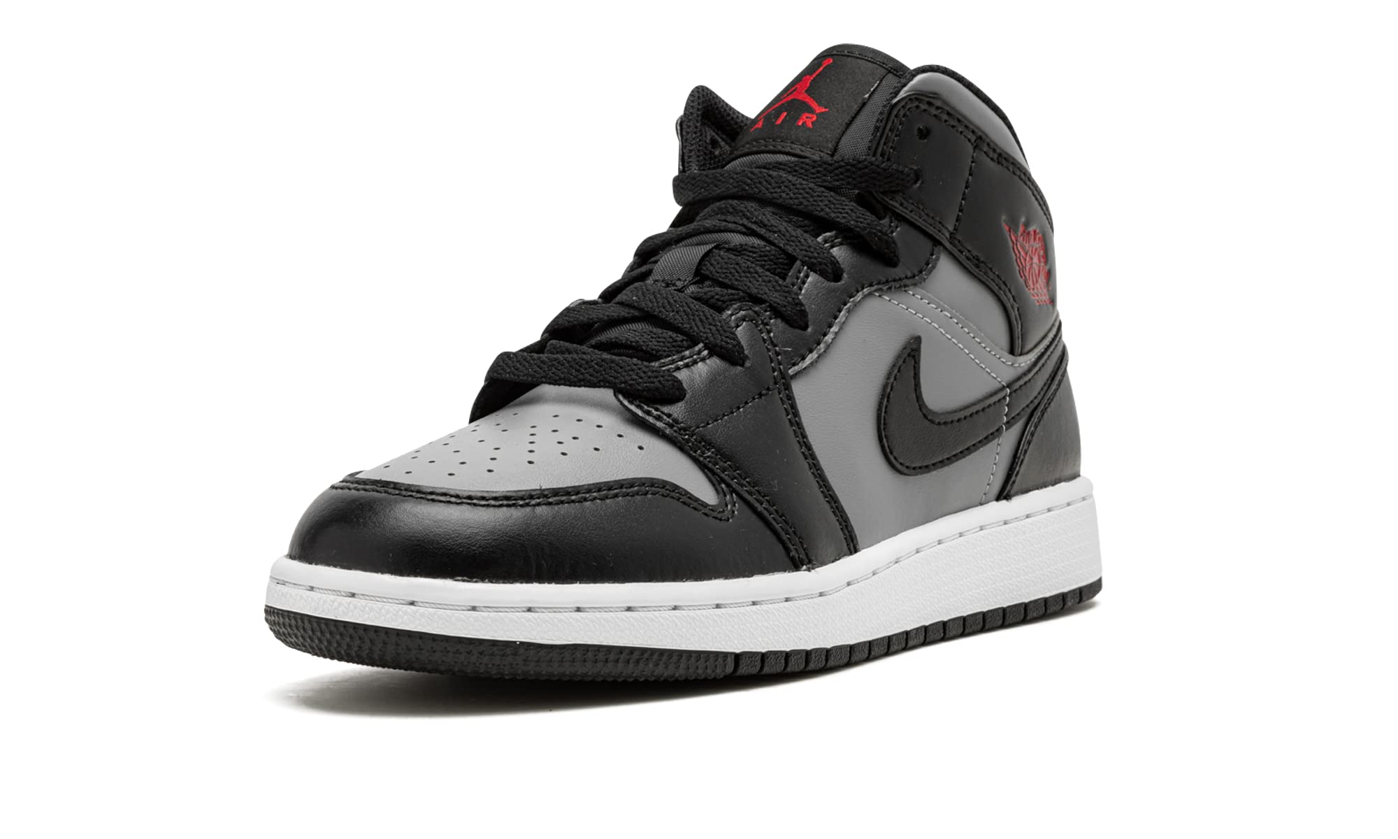 Nike Jordan Youth Air Jordan 1 Mid (GS) 554725 096 - Size 4.5Y, Black, Gym Redparticle Grey, 4.5 Big Kid