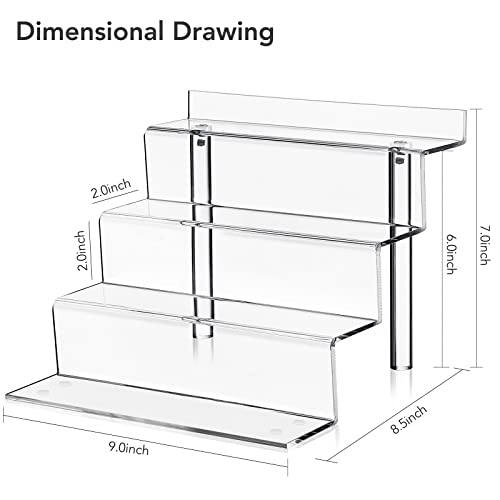 YIDITTHOPE 9 Inch Acrylic Shelf, 4 Tier Perfume and Cologne Organizer, Funko POP Shelves Tiered Riser Display Stand, Acrylic Display for Decoration