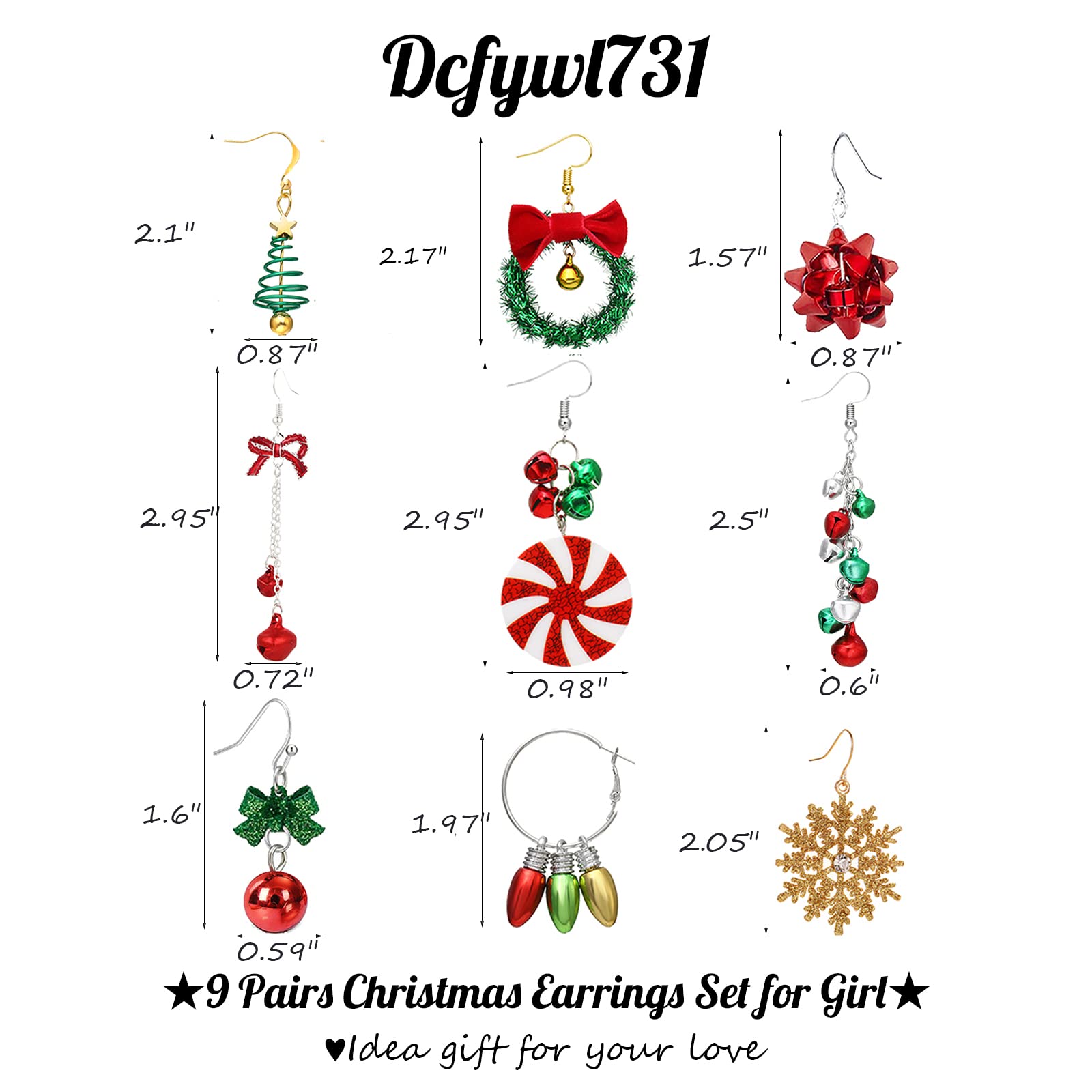 Christmas Earrings for Women Xmas Holiday Dangle Earring Christmas Tree Snowflake Bell Reindeer Stud Earrings Jewelry Costume Outfit Accessories