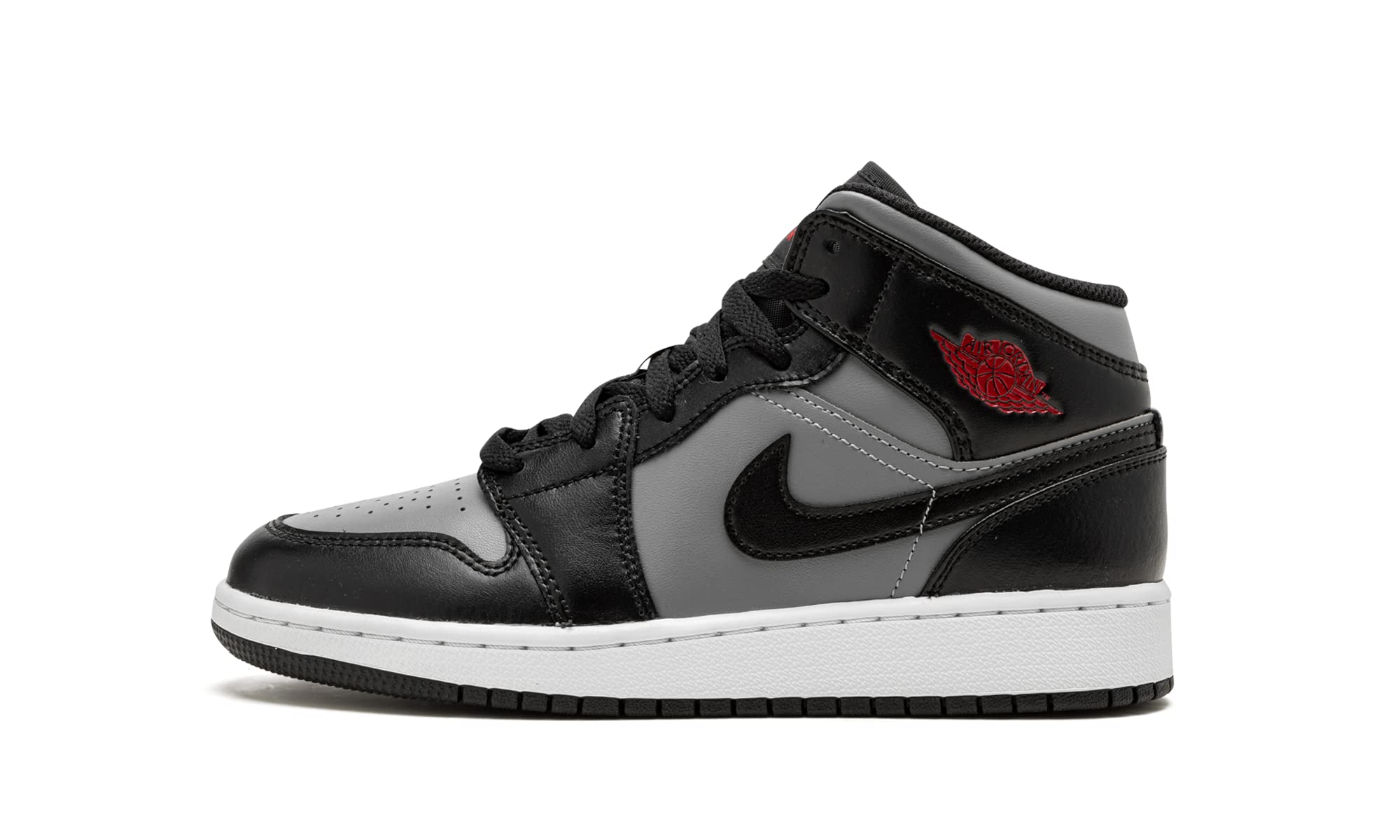 Nike Jordan Youth Air Jordan 1 Mid (GS) 554725 096 - Size 4.5Y, Black, Gym Redparticle Grey, 4.5 Big Kid