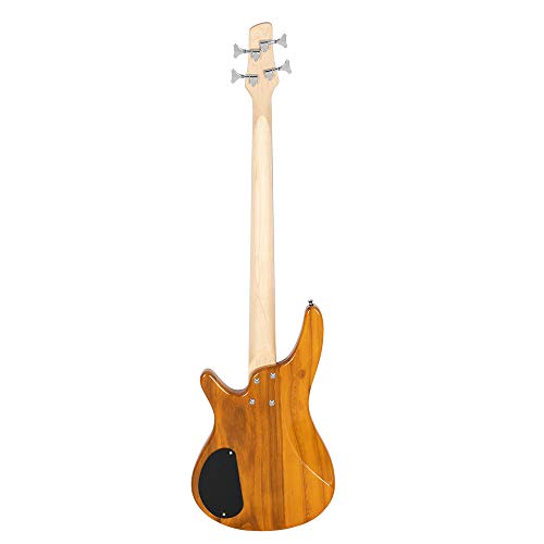 Kcelarec Electric Bass Guitar Full Size 4 String Exquisite Stylish Bass with Power Line and Wrench Tool (Yellow)