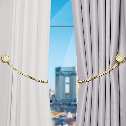 2 Pack Magnetic Curtain Tiebacks Holdbacks Upgraded Stronger Magnet 16 Inch Outdoor Elegant Decorative Clips Tiebacks for Drapes for Home Office Window Treatment (Olive)