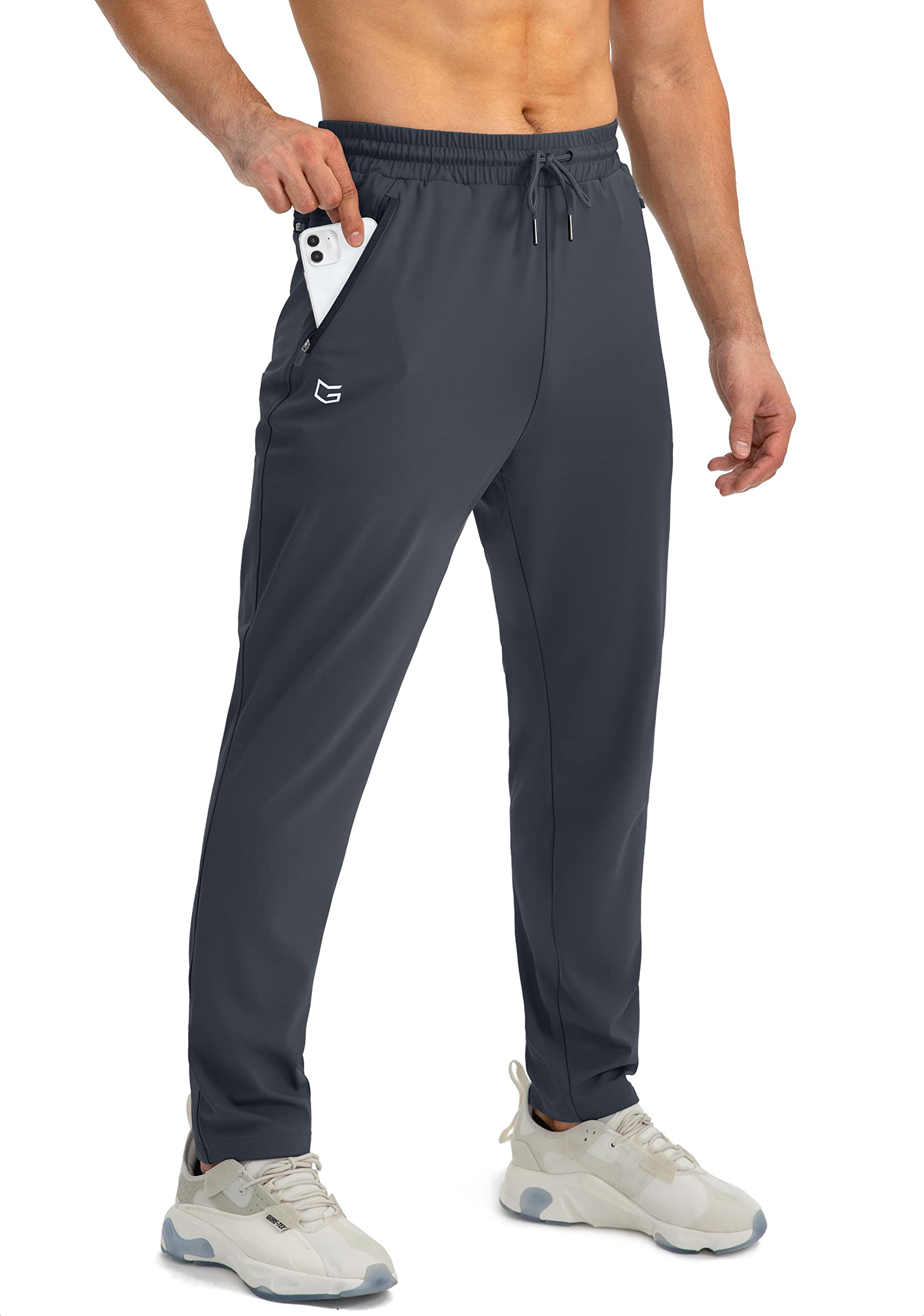 G Gradual Men's Sweatpants with Zipper Pockets Tapered Joggers for Men Athletic Pants for Workout, Jogging, Running (Grey, XX-Large)