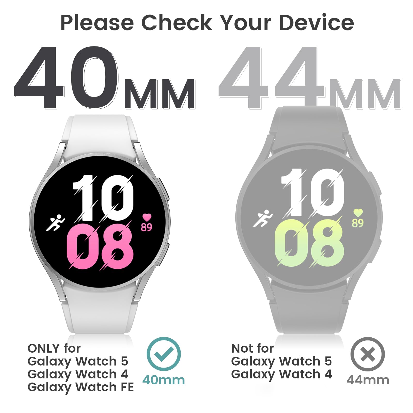 Tensea [2Pack for Samsung Galaxy Watch FE 2024/5 2022/4 2021 Screen Protector Case 40mm Accessories, Protective Face Cover Built-in Tempered Glass Film Bumper Case (40mm, Pink Gold)