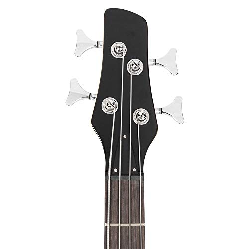 Kcelarec Electric Bass Guitar Full Size 4 String Exquisite Stylish Bass with Power Line and Wrench Tool (Yellow)