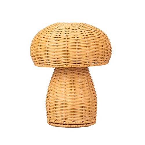 COOSA Rattan Table Lamp, Mushroom Beside Table Lamp, Pure Hand Weaving,Wicker Desktop Nightstand Lamp Accent Lamp for Home Office,Art Decor,Handicraft House Warmging Gift(Bulb Not Included)…