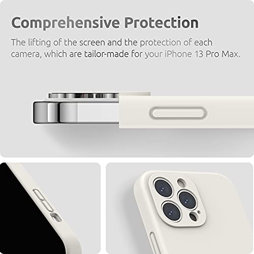 SURPHY Compatible with iPhone 13 Pro Max Case with Screen Protector, (Camera Protection + Soft Microfiber Lining) Liquid Silicone Phone Case 6.7 inch 2021, White