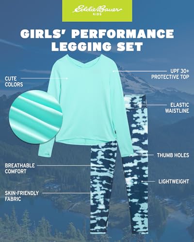 Eddie Bauer Girls' Active Legging Set - Athletic Moisture Wicking Leggings and Lightweight Performance Top for Girls (XS-XL), Size Medium, Aqua