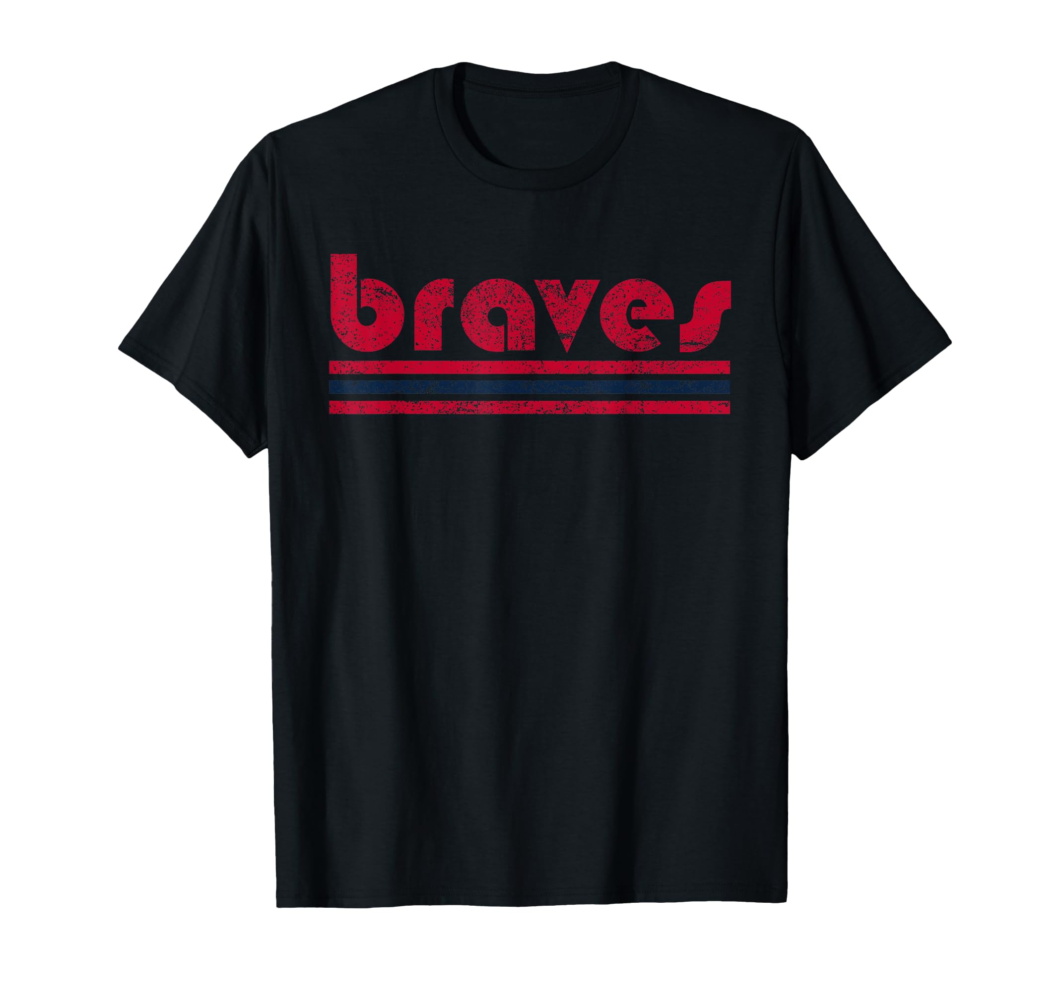 Vintage Braves Retro Three Stripe Weathered T-Shirt