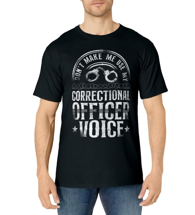Correction Detention Officer Thin Silver Line HD0 Men's Black Cotton, Polyester Casual Humorous Modern Fun T-Shirt