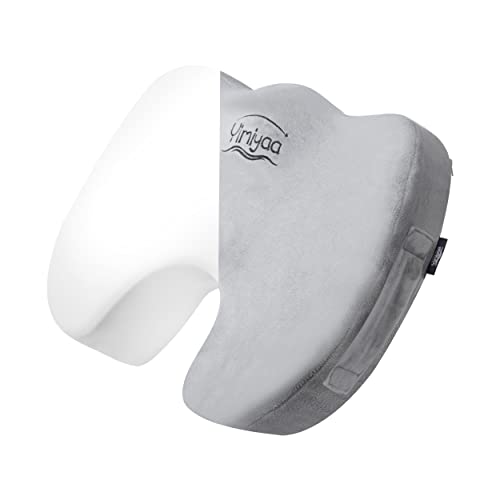 Yimiyaa Seat Cushion Non-Slip Memory Foam Coccyx Protect Cushion for Office Chair Car Seat Cushion,Tailbone Pain Sciatica Back Pain Relief (Gray)