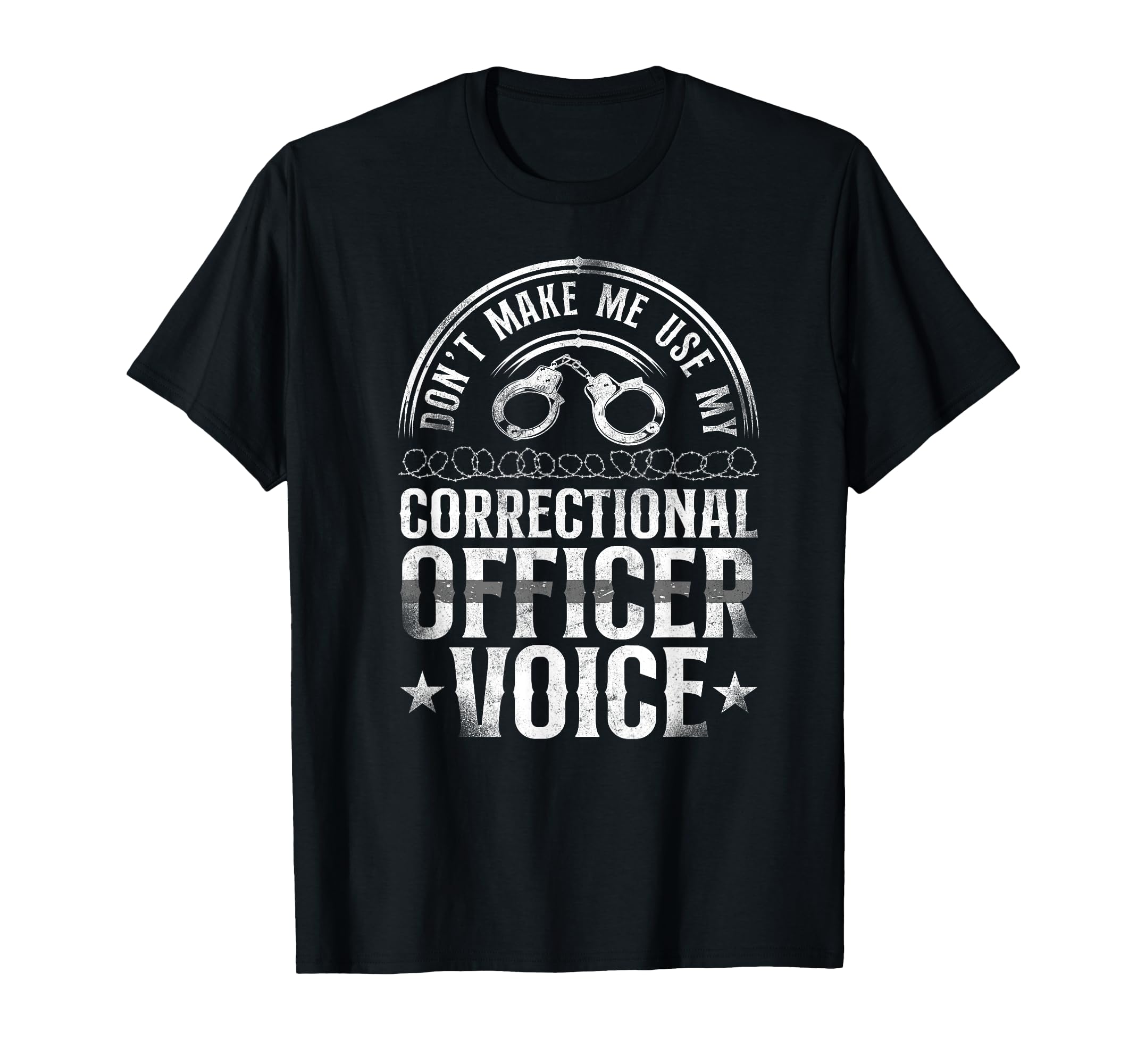 Correction Detention Officer Thin Silver Line HD0 Men's Black Cotton, Polyester Casual Humorous Modern Fun T-Shirt