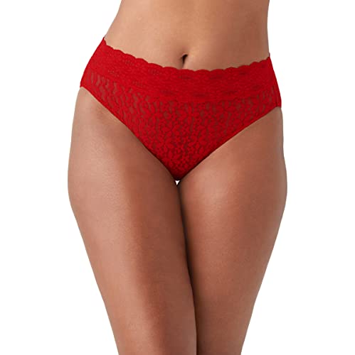 Wacoal Women's Halo Lace Hi Cut Brief Panty, Barbados Cherry, Large