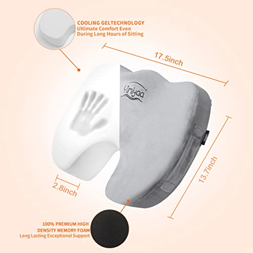 Yimiyaa Seat Cushion Non-Slip Memory Foam Coccyx Protect Cushion for Office Chair Car Seat Cushion,Tailbone Pain Sciatica Back Pain Relief (Gray)