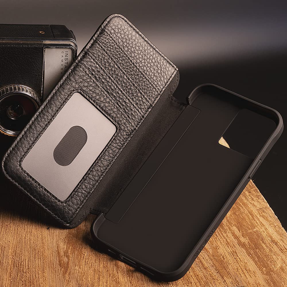 Case-Mate iPhone 13 Pro Max Case Wallet [10ft Drop Protection] [Compatible with MagSafe] Genuine Leather Black Phone Cover for iPhone 13 Pro Max with Landscape Stand and Card Holder