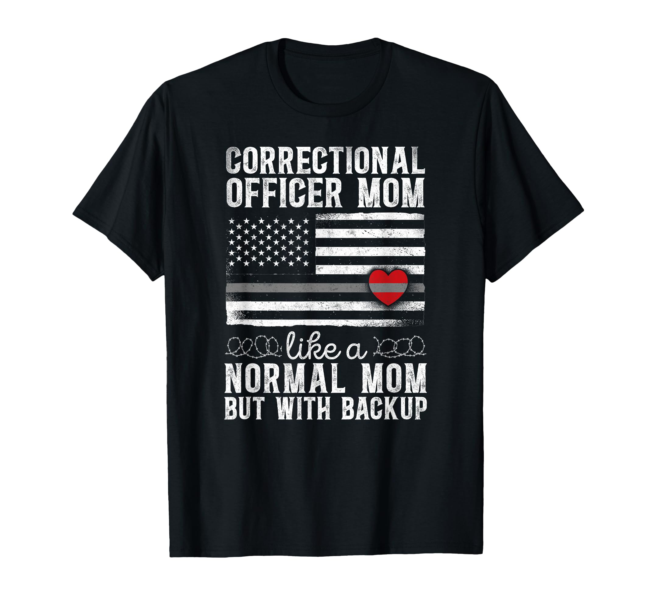 Correctional Officer Mom Mother Heart American Flag T-Shirt