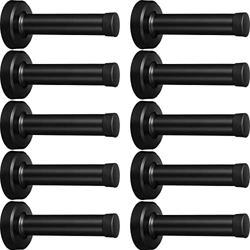 10 Pack Door Stoppers 3.5 Inch 304 Stainless Steel Heavy Duty Door Stops with Rubber Tip Bumper for Wall Door Dtopper Wall Protector Sound Dampening (Black)