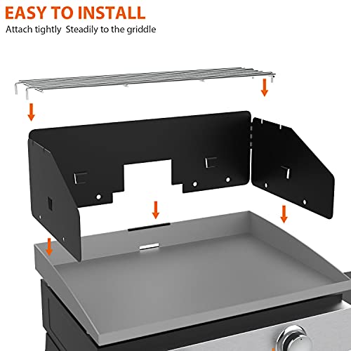 MixRBBQ Griddle Wind Guard and Warming Rack Set for Blackstone 22 Inch Griddle, Outdoor BBQ Cooking Grill Accessories Wind Screen & Cooking Grid