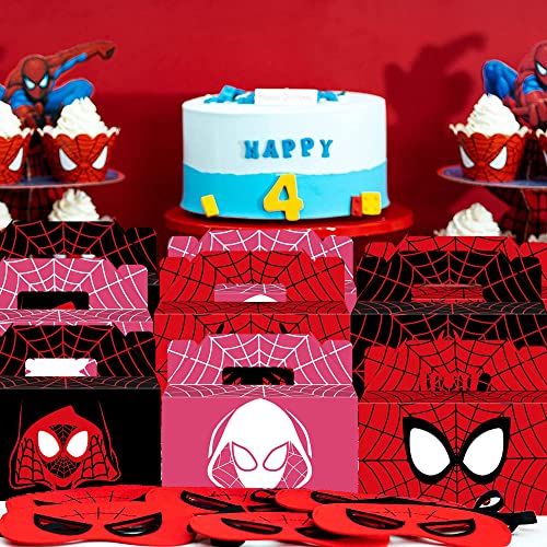 Yizeda 18 PCS Spider Birthday Party Favor Boxes Spider Hero Party Candy Gift Boxes Miles Morales Goodie Boxes for Spider Themed Birthday Party Decorations