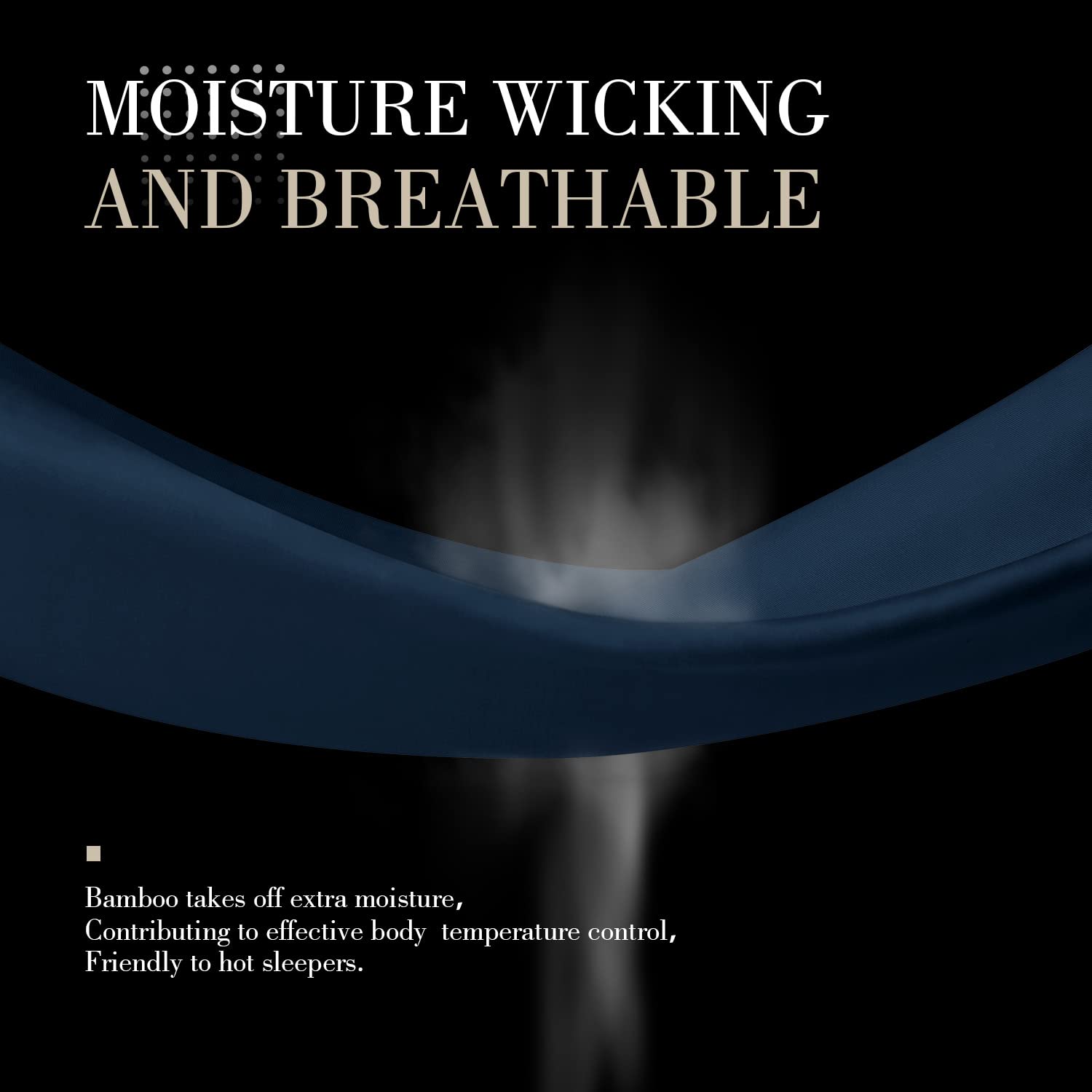WishSmile Cooling Pillowcases Navy Blue Queen Pillow Cases Pillowcases Set of 2 Breathable Cool Silky Soft Moisture Wicking for Hot Sleepers,Hair and Skin Friendly,2 Pack,20x30 inches