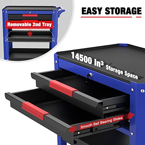 WORKPRO Premium 28” 2-Drawer Rolling Tool Cart, Heavy Duty Utility Industrial Service Cart Storage Organizer with Wheels and Locking System, for Mechanic, Warehouse, Garage, Workshop, 400 lbs Load
