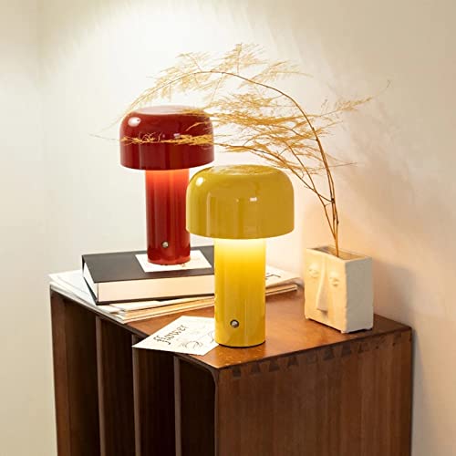 liuwei Desk Lamp for Portable Touch Dimming,USB Rechargeable Night Light Simple Floor Lamp,Mushroom Table Light for Living Room/bar/Bedroom/Bedside/Study,Yellow