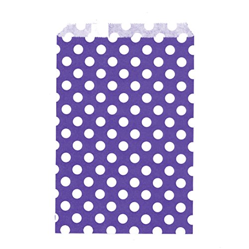 100CT Large Polka Dot Purple Biodegradable, Food Safe Ink & Paper Cookie Bag, Eco-friendly Favor Bag, Treat Bag (Polka Dot Large, Purple)