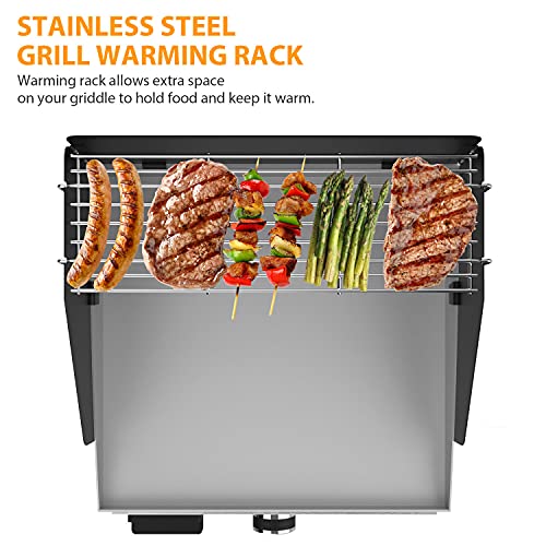MixRBBQ Griddle Wind Guard and Warming Rack Set for Blackstone 22 Inch Griddle, Outdoor BBQ Cooking Grill Accessories Wind Screen & Cooking Grid