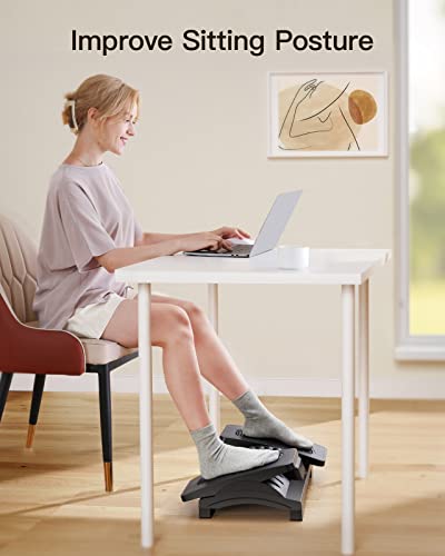 HUANUO Foot Rest Under Desk, Adjustable Ergonomic Footrest for Under Desk at Work or Gaming with Massage Texture and Roller, 20 Degree Tilt Angle Adjustment, Foot Stool for Office, Home