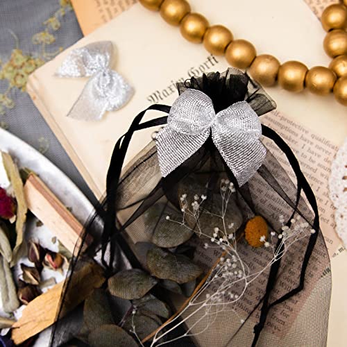 Mini Silver Satin Bows with Self-Adhesive Tape (1.5 in, 200 Pack)