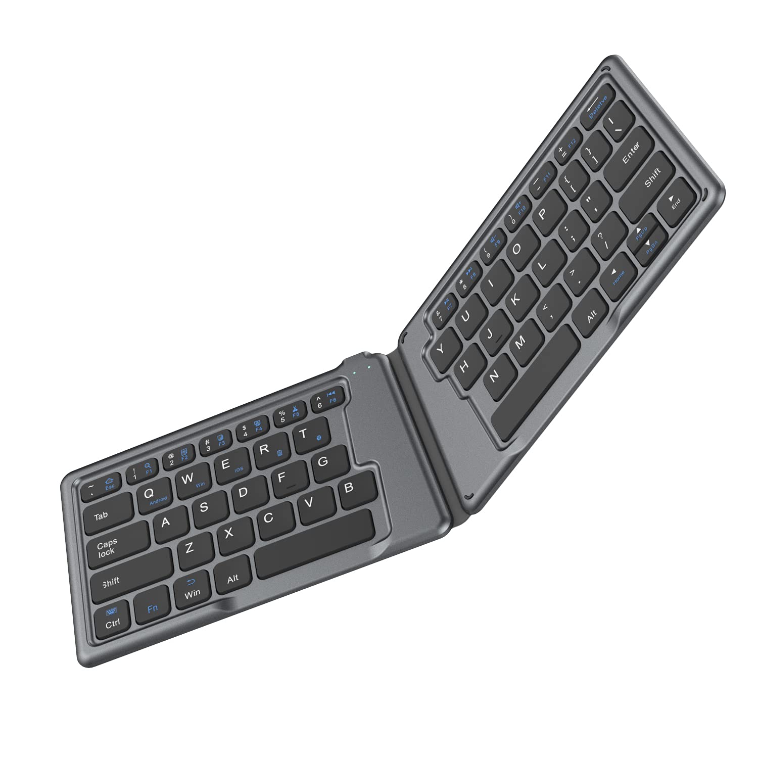 MoKo Foldable Bluetooth Keyboard, Portable Wireless Rechargeable Keyboard, Ultra Slim Ergonomic Folding Keyboard Compatible with iOS, Android and Windows Tablet/Smartphone/Laptop Devices, Silver Gray