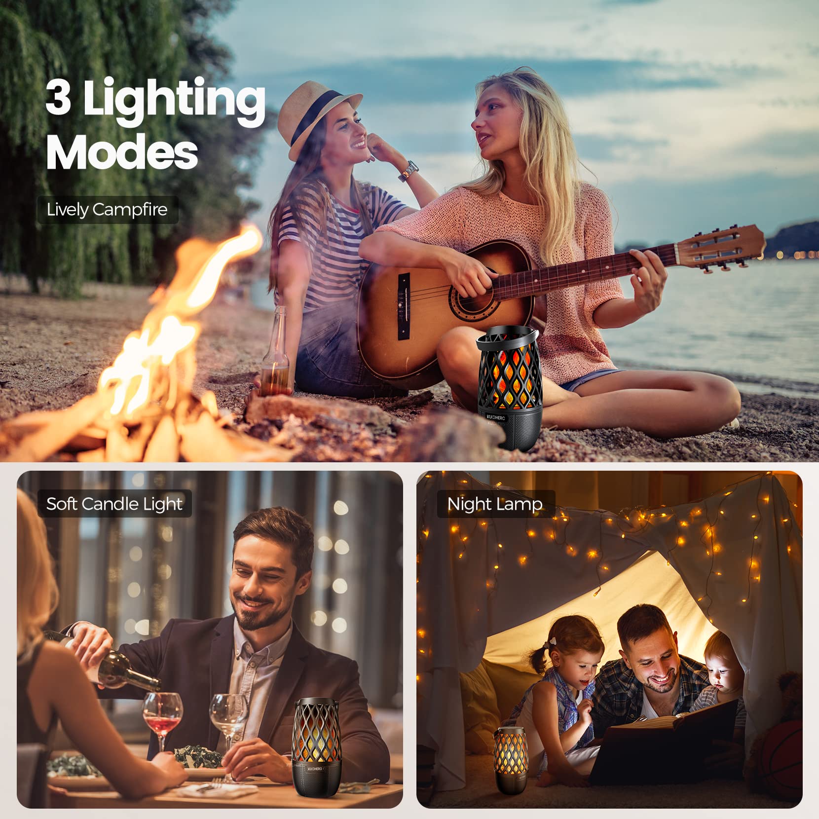 KuccHero Outdoor Bluetooth Speaker with Light, Decor, Tech Gadget Cool Stuff, Sync up to 100 Wireless Portable Speaker with Wall Mount/Stake/Hook, Waterproof for Patio/Yard/Party/Camping