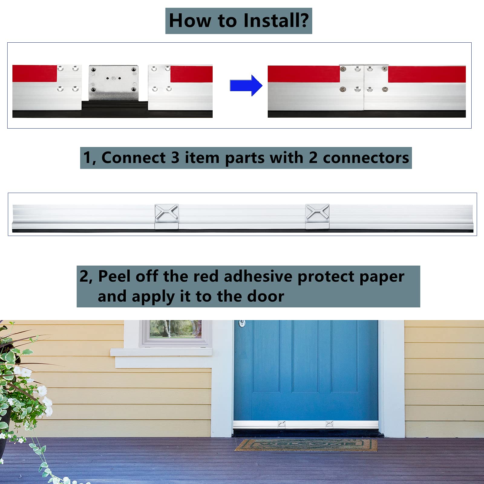 CQMMA Aluminum Door Draft Stopper 36" Metal Sweep Bottom Seal Strip Noise Blocker with Rubber Sweep, Oil Bronze