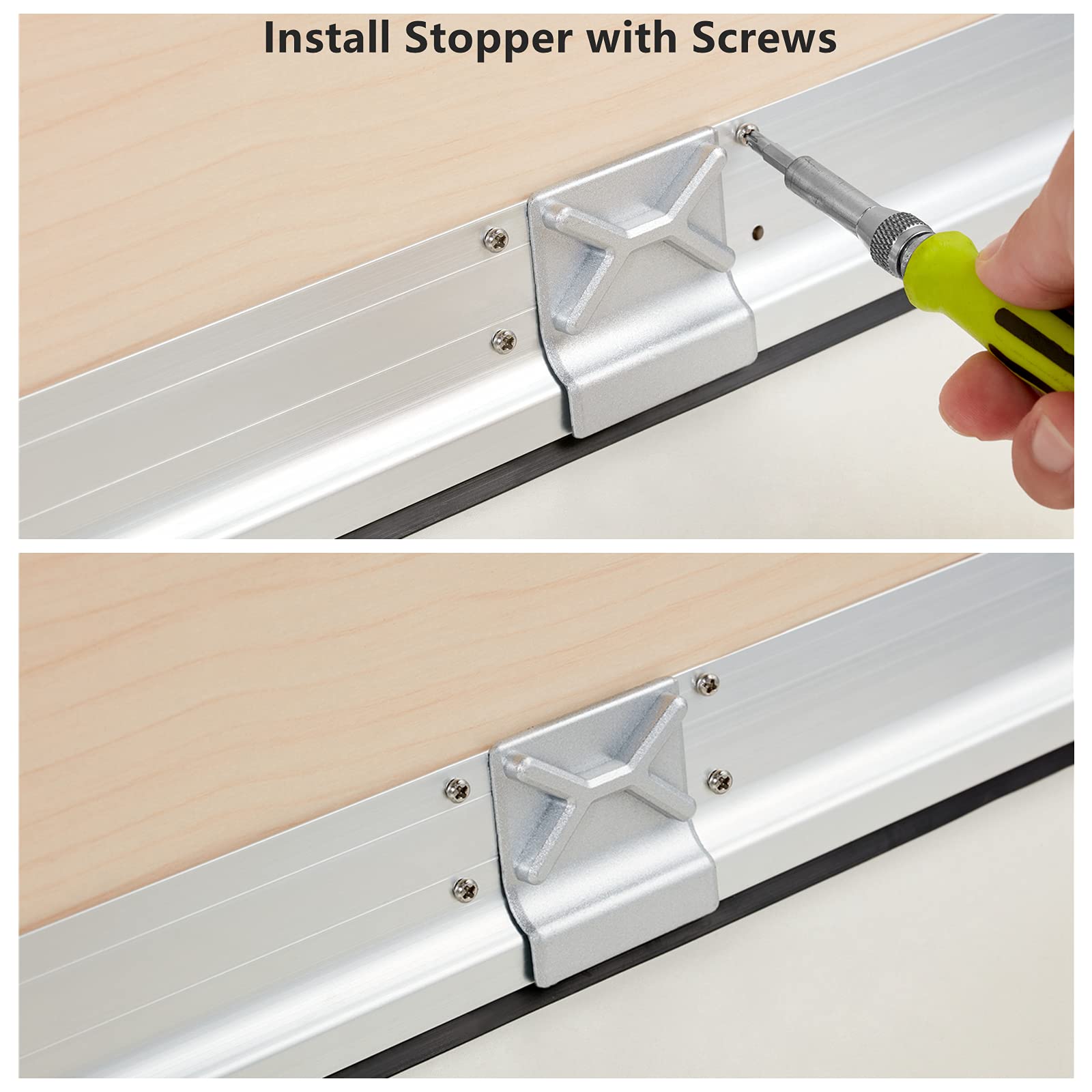 CQMMA Aluminum Door Draft Stopper 36" Metal Sweep Bottom Seal Strip Noise Blocker with Rubber Sweep, Oil Bronze