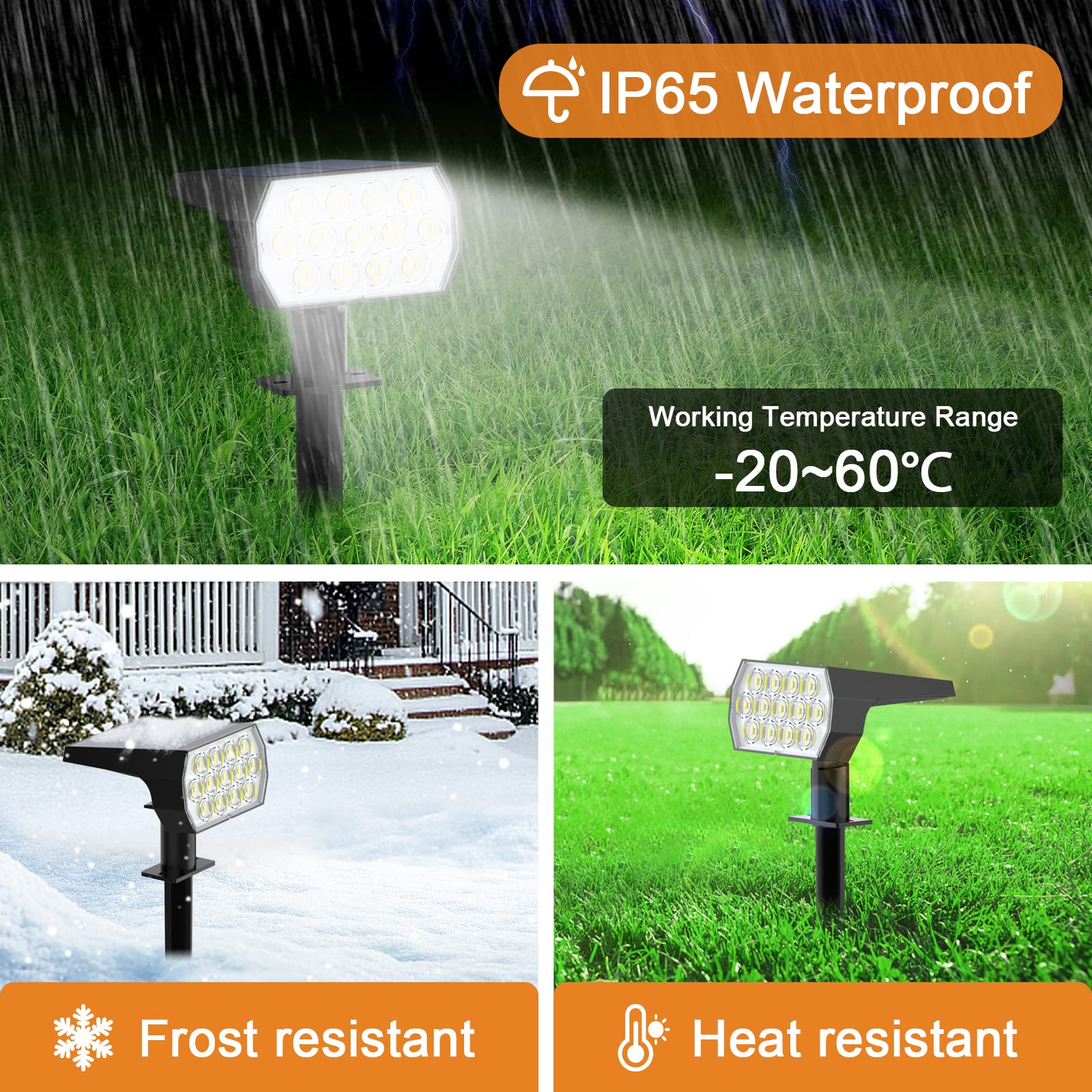 WELALO Solar Spot Lights Outdoor, [6 Pack/52 LED/3 Modes] 2-in-1 Solar Landscape Spotlights, Solar Powered Security Lights, IP65 Waterproof Wall Lights for Walkway Yard Garden Driveway(Cool White)