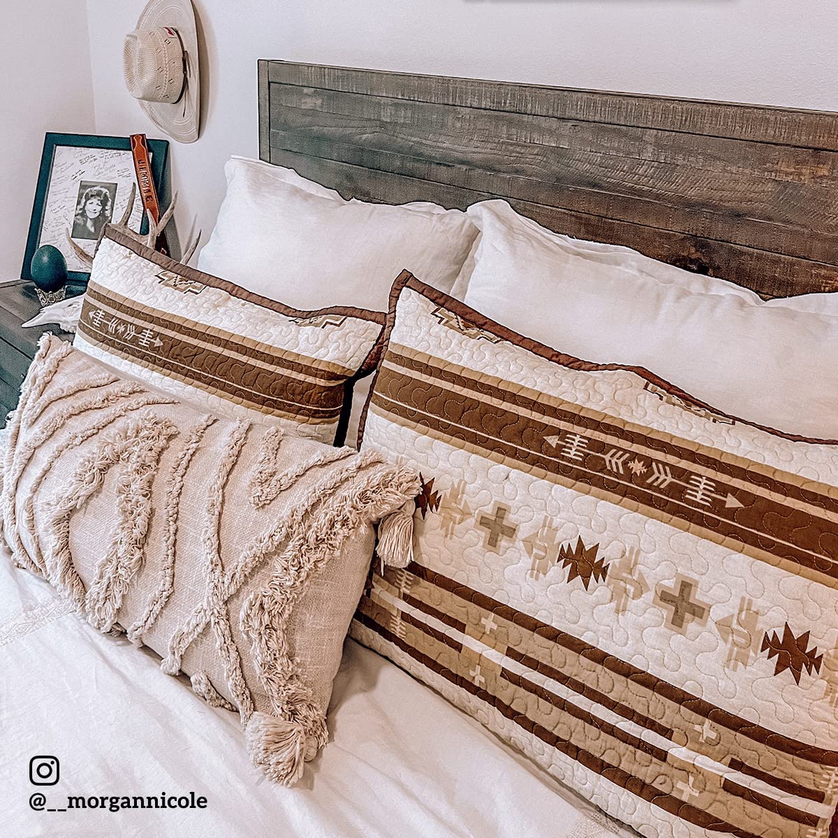 Paseo Road by HiEnd Accents Dakota Western Bedding 3 Piece Quilt Set with Pillow Shams, Full Queen Aztec Bedding Set, Brown Tribal Southwestern Bedding, Geometric Pattern Cotton Reversible Bed Set