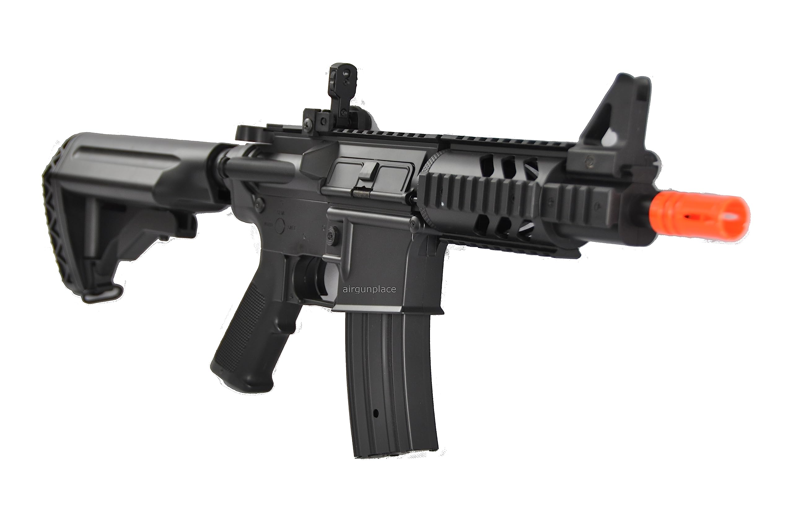 Airgunplace Full & Semi Auto Electric Airsoft Gun M4 Style AEG Black Color Battery & Charger Included