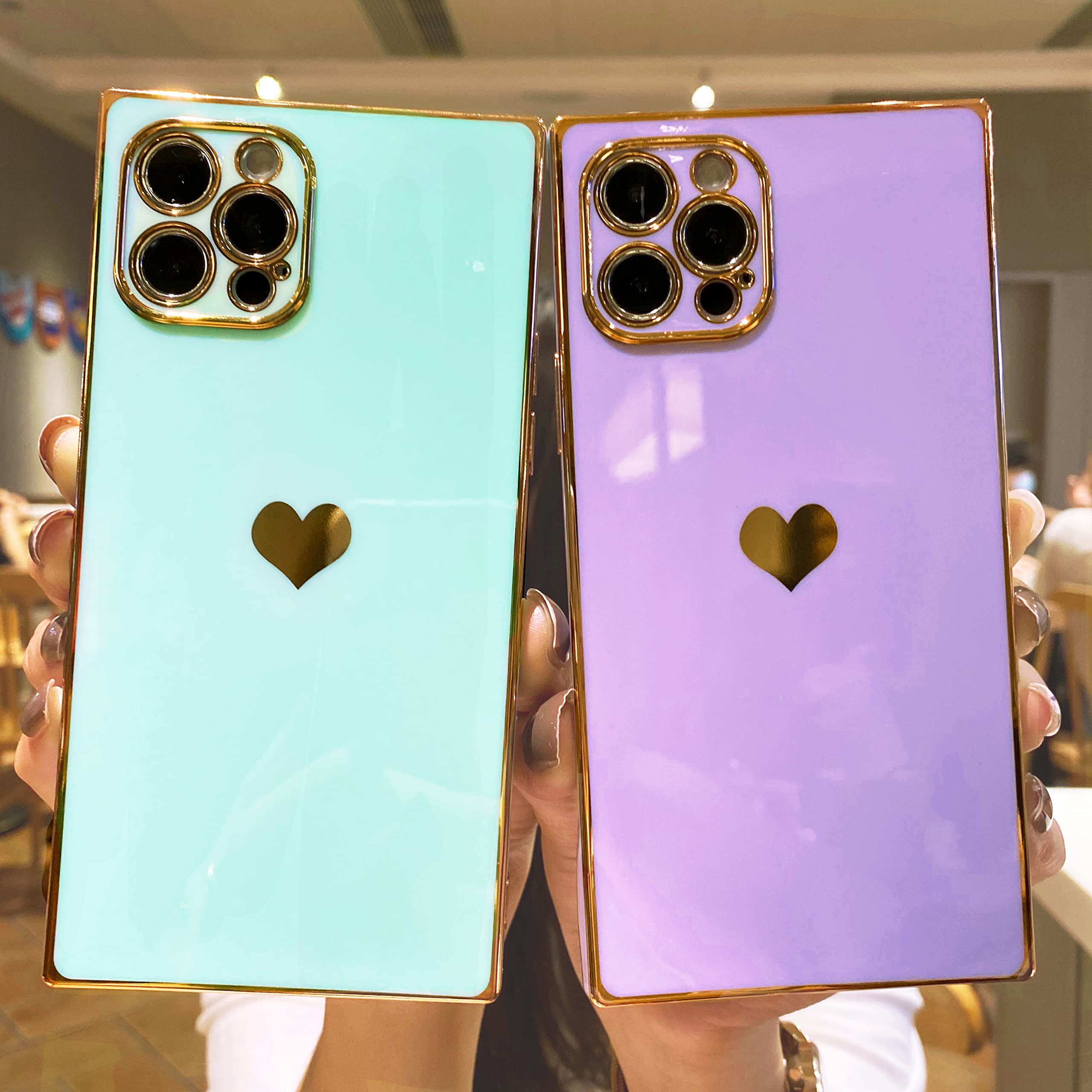 Tzomsze Case for iPhone 13 Pro Max Case,Cute Aesthetic Camera Lens Protection &Electroplate Reinforced Corners TPU Case-White