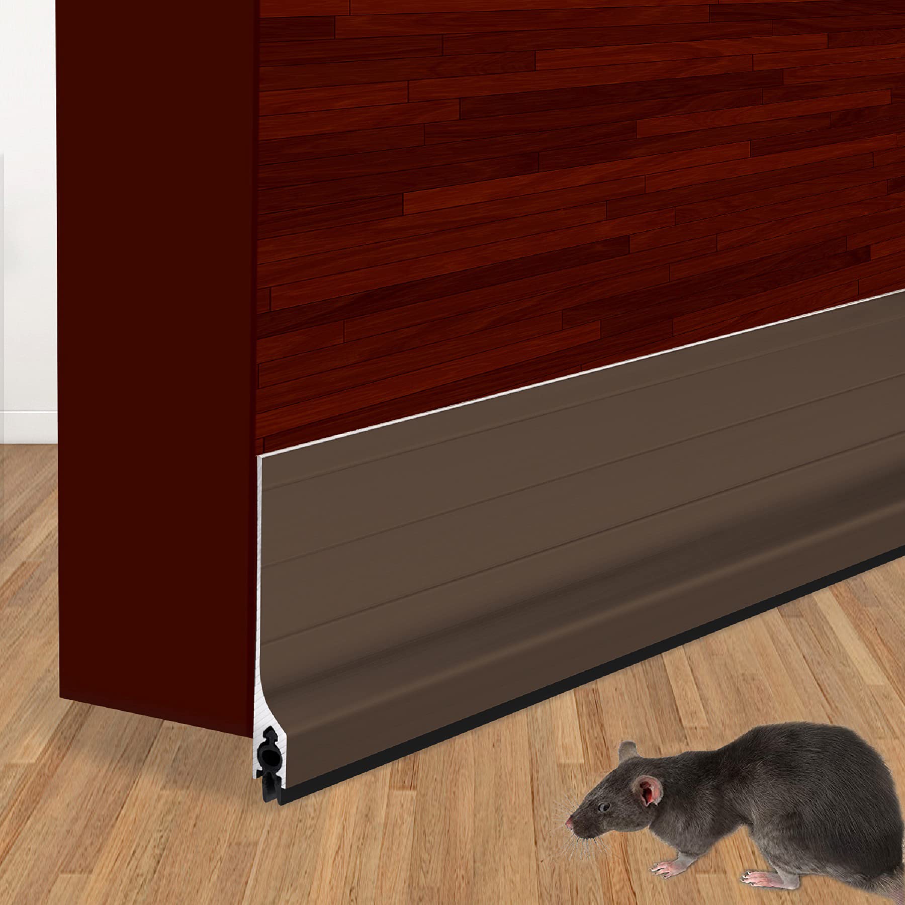 CQMMA Aluminum Door Draft Stopper 36" Metal Sweep Bottom Seal Strip Noise Blocker with Rubber Sweep, Oil Bronze