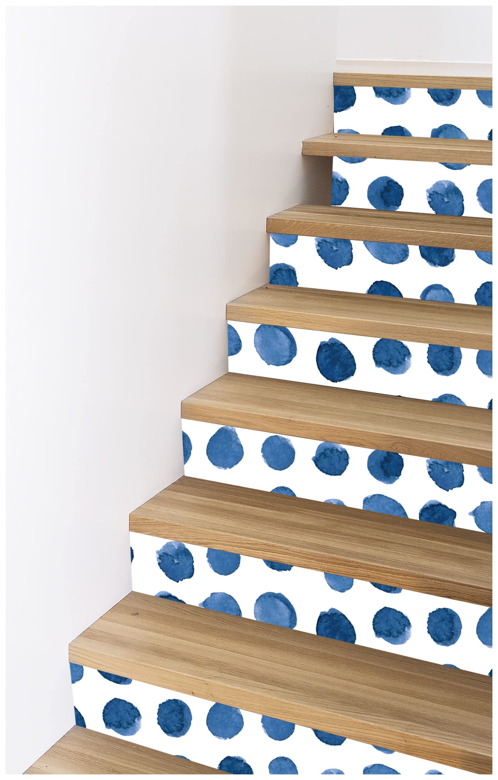 HAOKHOME Boho Peel and Stick Wallpaper Watercolor Brush Strokes Dots Removable Indigo Blue/White Vinyl Self Adhesive Contactpaper 17.7in x 9.8ft
