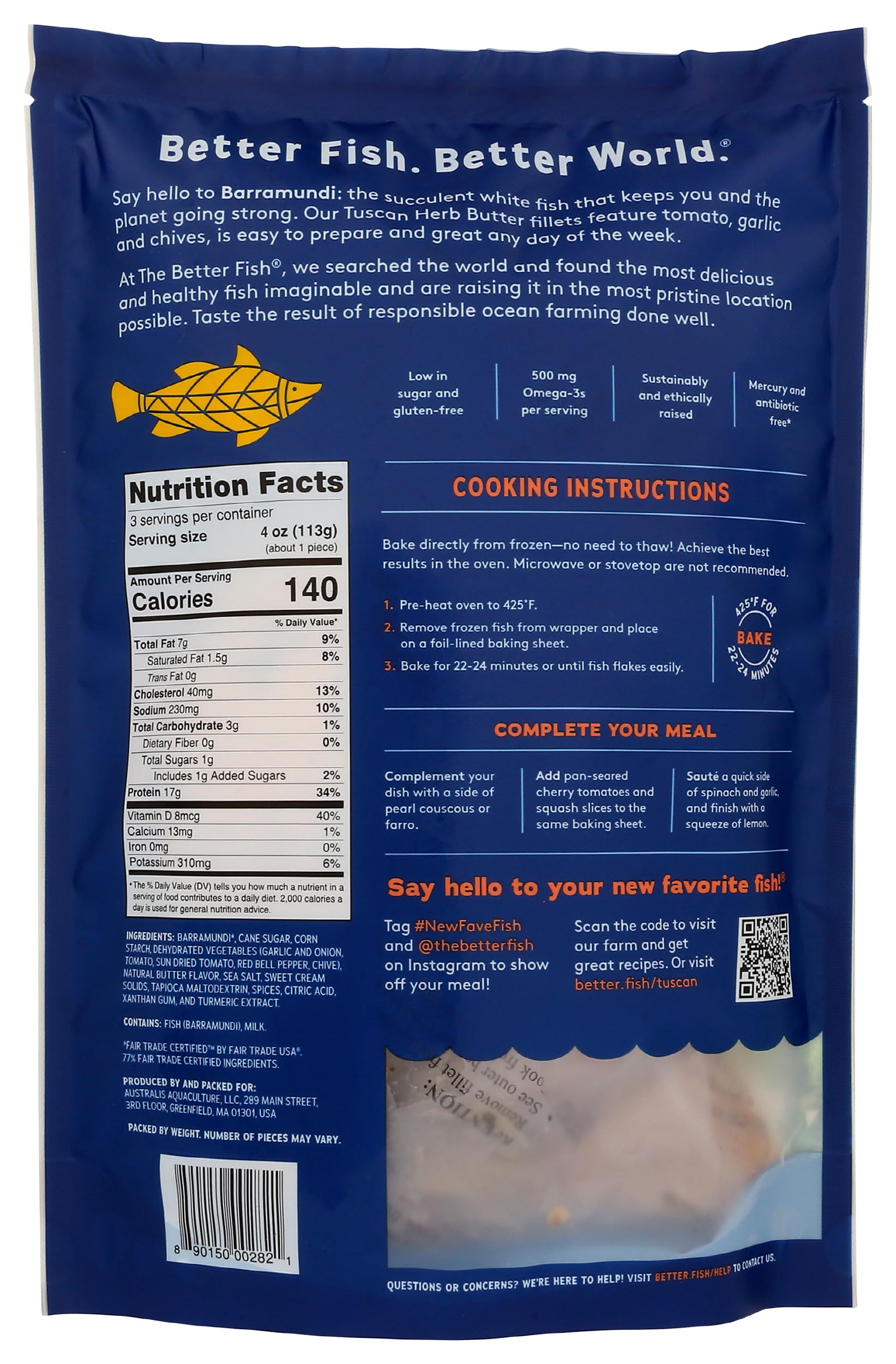 The Better Fish Tuscan Herb Barramundi Filet, 12 OZ