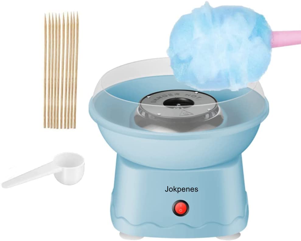 Jokpenes Cotton Candy Machine for Kids,Portable Mini Electric Cotton Candy Maker with 10 Reusable Cottons Candy Cones & Sugar Scoop for Birthday Family Party