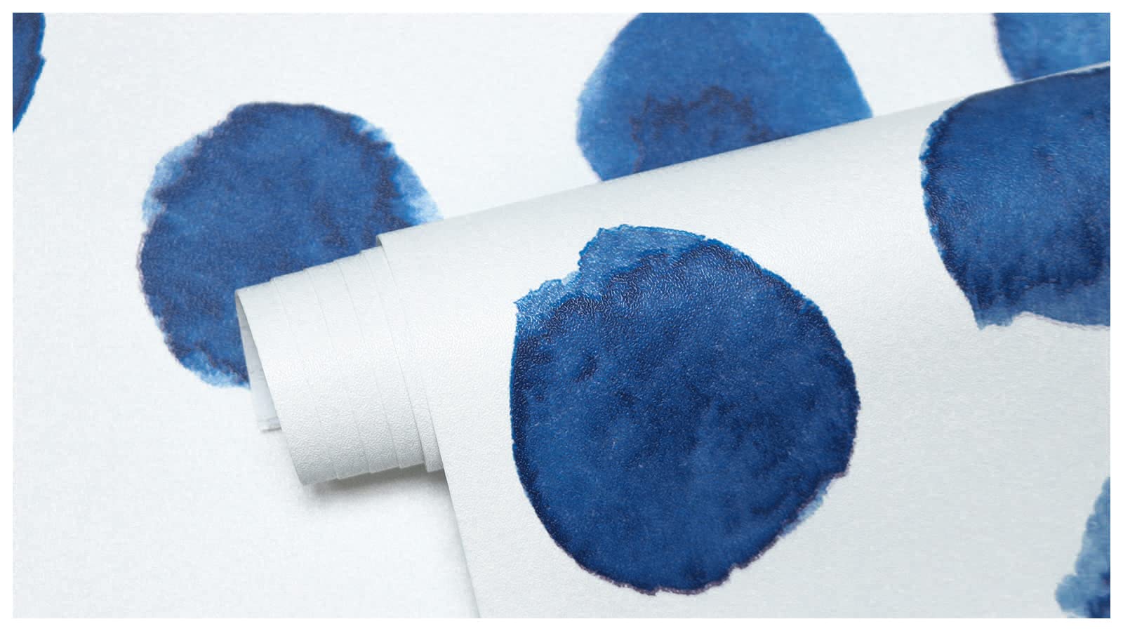 HAOKHOME Boho Peel and Stick Wallpaper Watercolor Brush Strokes Dots Removable Indigo Blue/White Vinyl Self Adhesive Contactpaper 17.7in x 9.8ft